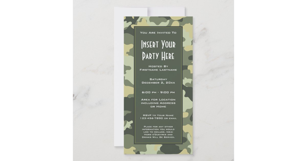 Military Camouflage Party Invitation | Zazzle