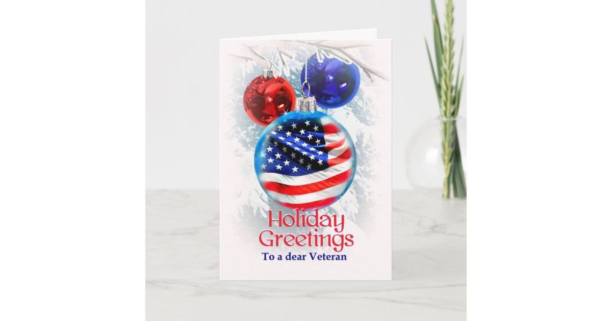 Military Christmas American Flag to Veterans Holiday Card | Zazzle