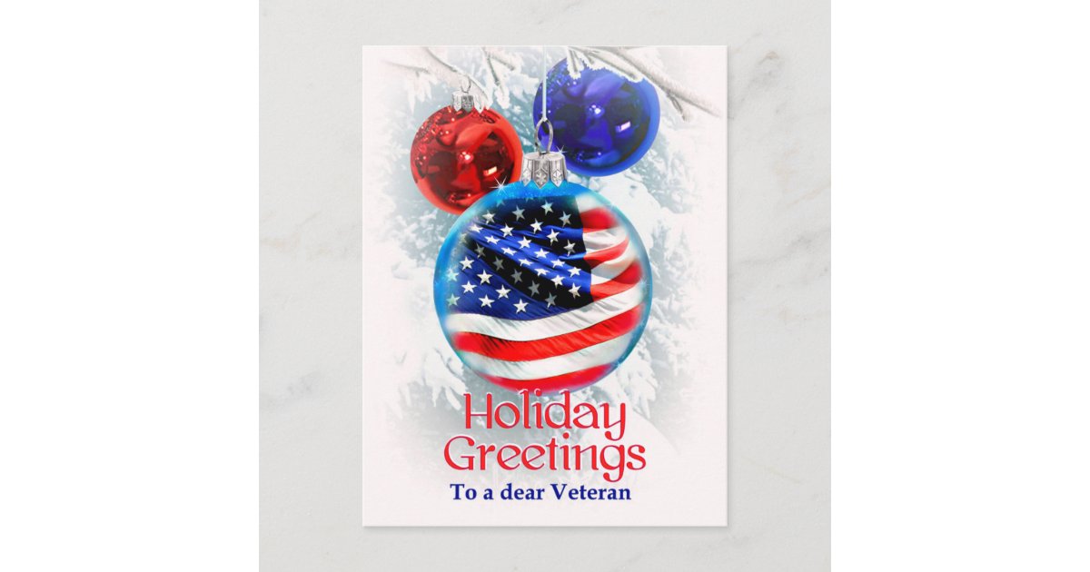Military Christmas American Flag to Veterans Postcard | Zazzle