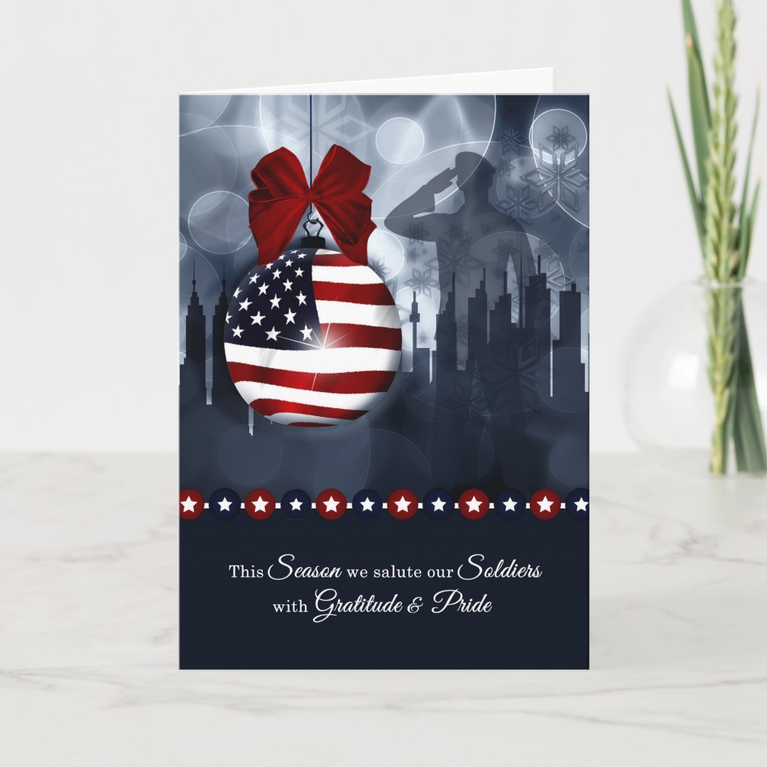 Military Christmas - American Flag with Soldier Holiday Card | Zazzle