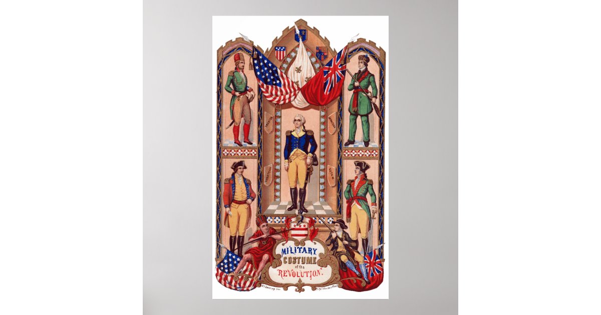 Military Costume of the Revolutionary War 1855 Poster | Zazzle