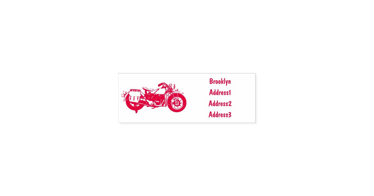 Military cruiser motorcycle cartoon illustration self-inking stamp | Zazzle