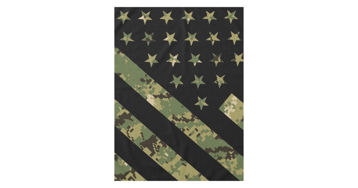 Military Digital Camouflage US Flag Tablecloth | Zazzle