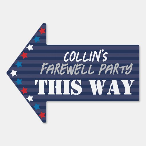 Military Farewell Party This Way Arrow Yard Sign | Zazzle