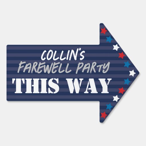 Military Farewell Party This Way Arrow Yard Sign | Zazzle