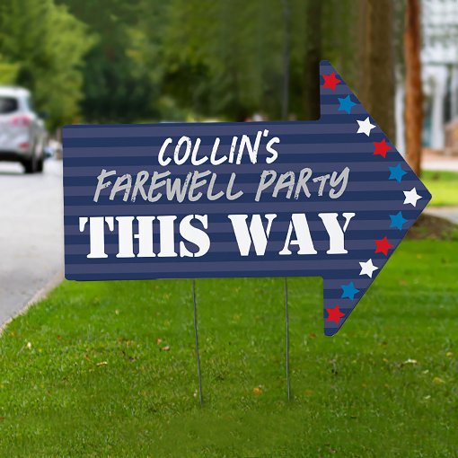 Military Farewell Party This Way Arrow Yard Sign | Zazzle