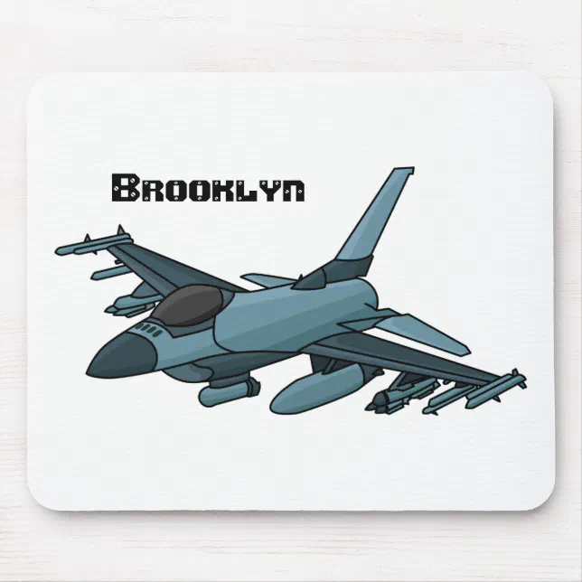 Military fighter jet plane cartoon mouse pad | Zazzle