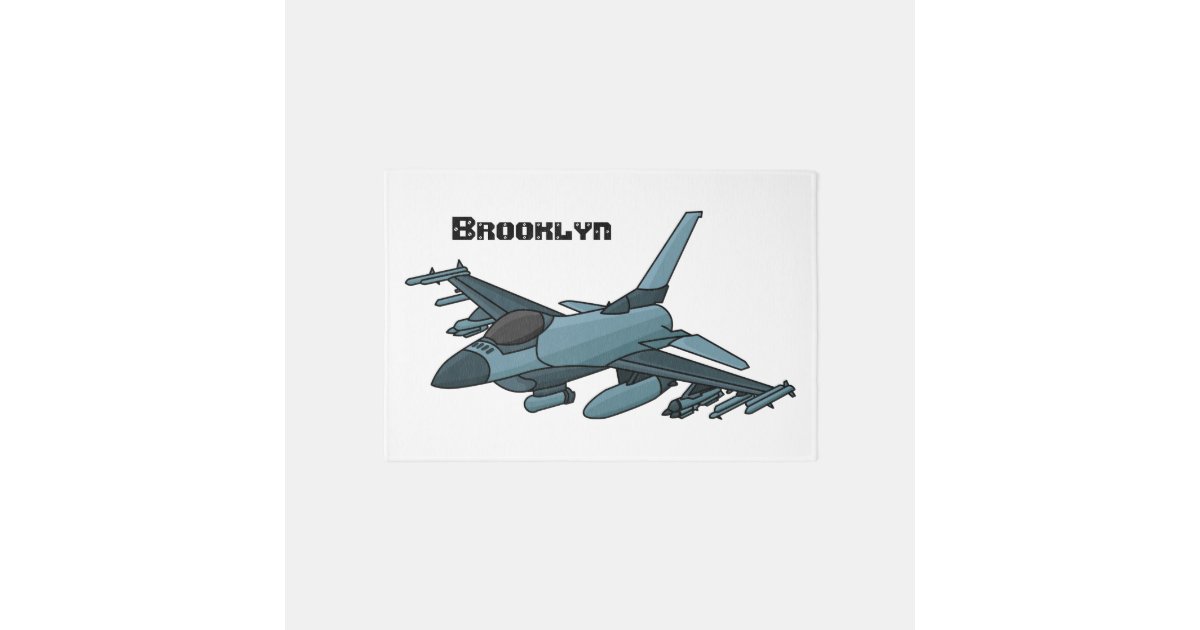 Military fighter jet plane cartoon rug | Zazzle