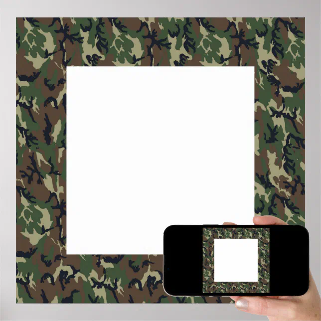 Military Forest Camouflage Background With White Poster | Zazzle