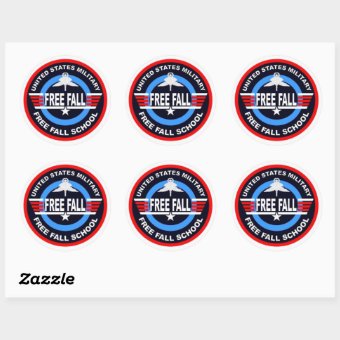 Military Free Fall School Classic Round Sticker | Zazzle