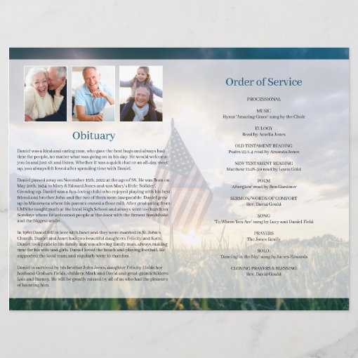 Military Funeral Program Template | Zazzle