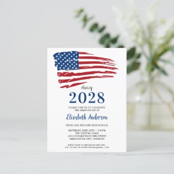 Military Graduation American Flag Usa Patriotic Invitation Postcard ...