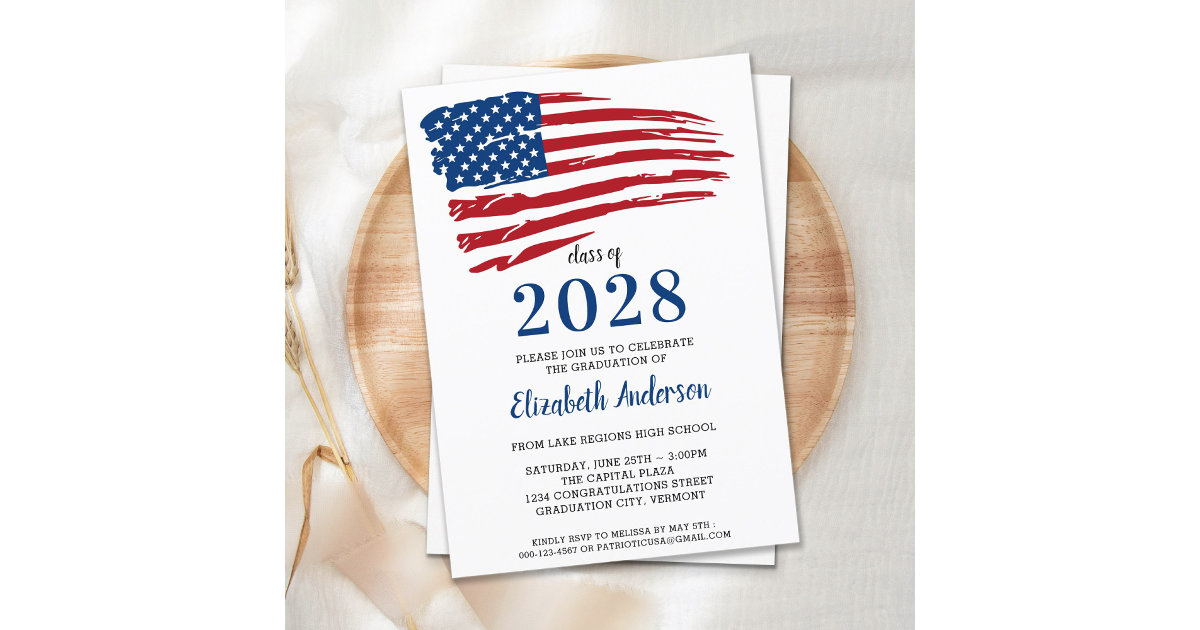 Military Graduation American Flag Usa Patriotic Invitation Postcard ...