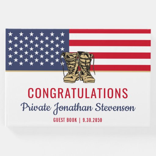 Military Graduation Army Boot Camp Patriotic Guest Book | Zazzle