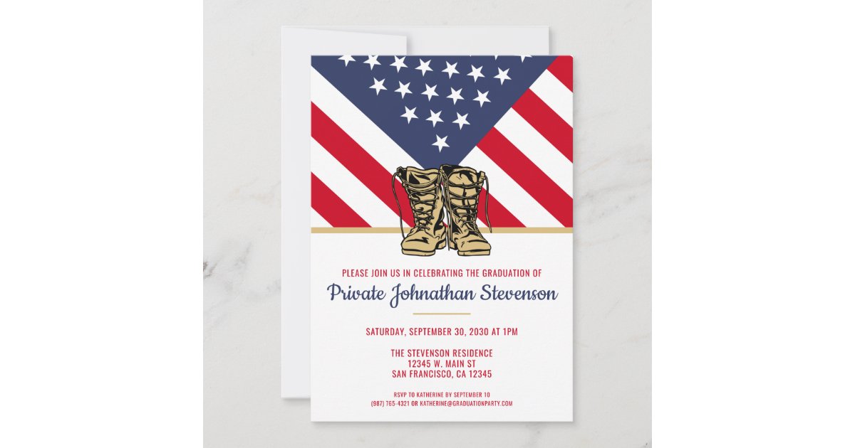Military Graduation Army Boot Camp Patriotic Invitation | Zazzle