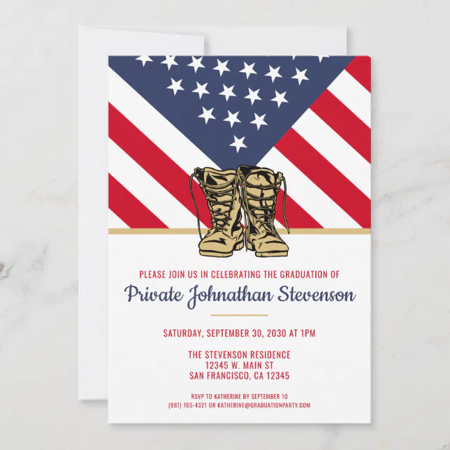 Military Graduation Army Boot Camp Patriotic Invitation | Zazzle