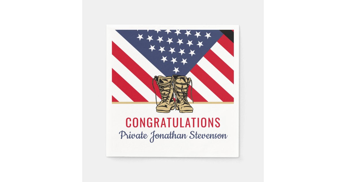 Military Graduation Army Boot Camp Patriotic Napkins | Zazzle