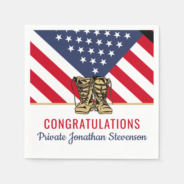 Military Graduation Army Boot Camp Patriotic Napkins | Zazzle