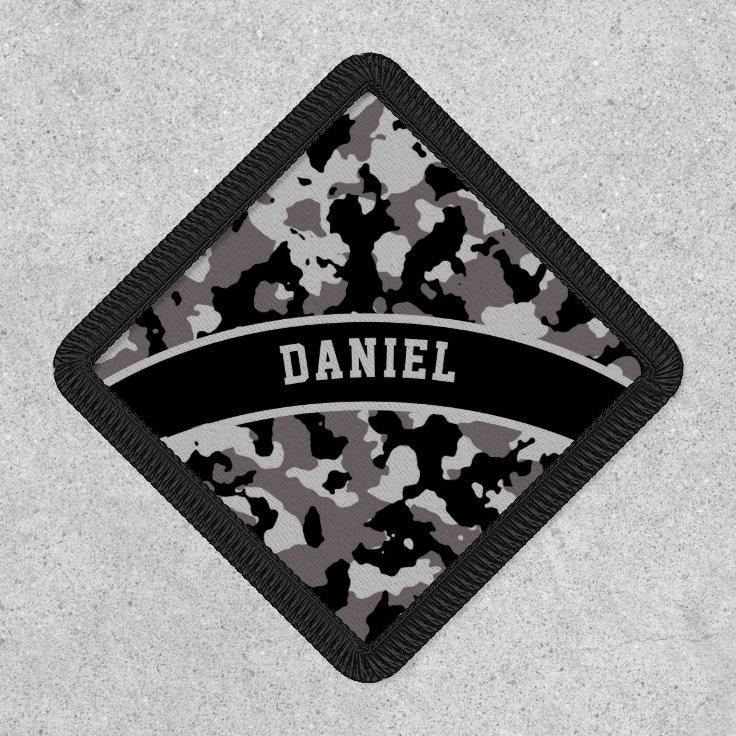 Military Gray Camo Camouflage Pattern Name Patch | Zazzle