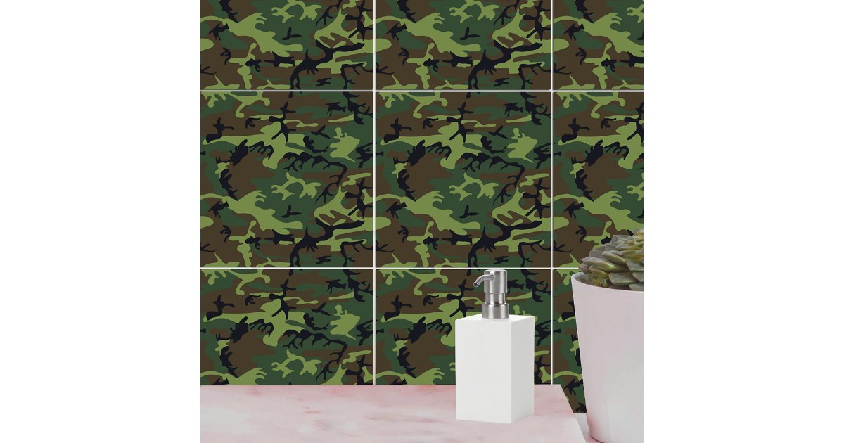 Military Green Camouflage Ceramic Tile | Zazzle