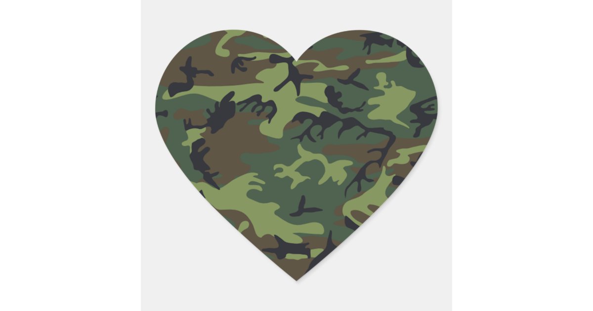 Military Green Camouflage Heart Sticker | Zazzle