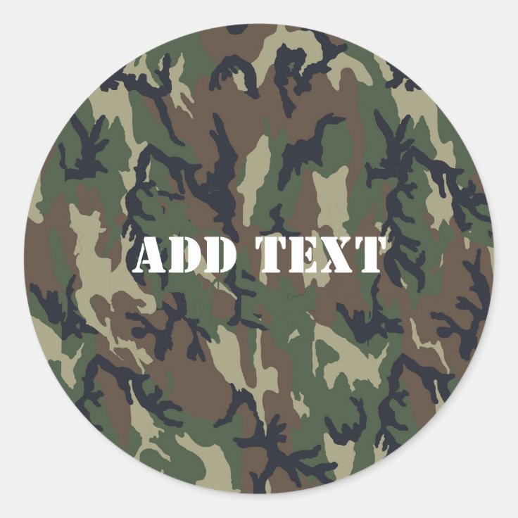 Military Green Camouflage Pattern Classic Round Sticker | Zazzle