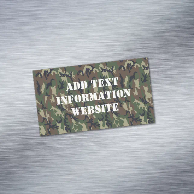 Military Green Camouflage Pattern Magnetic Business Card | Zazzle