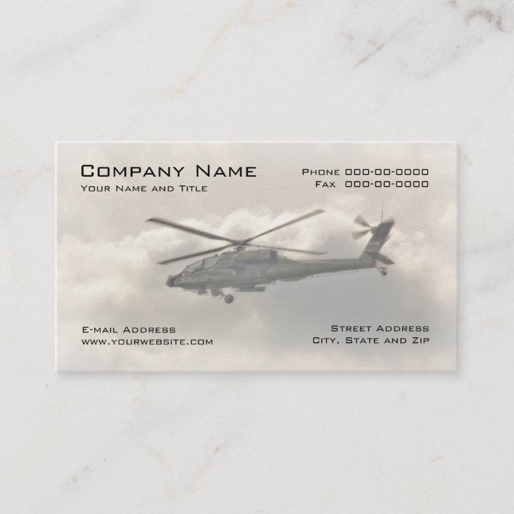Military Helicopter Business Card | Zazzle