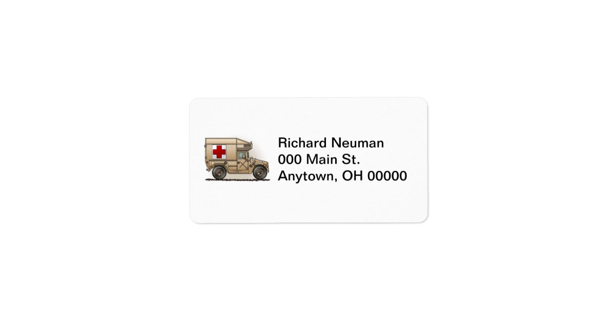 Military Hummer Ambulance Address Label | Zazzle