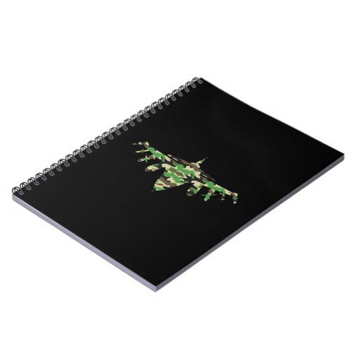 Military Jet camouflage fighter aircraft silhouett Notebook | Zazzle