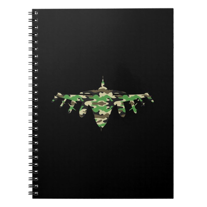 Military Jet camouflage fighter aircraft silhouett Notebook | Zazzle.com