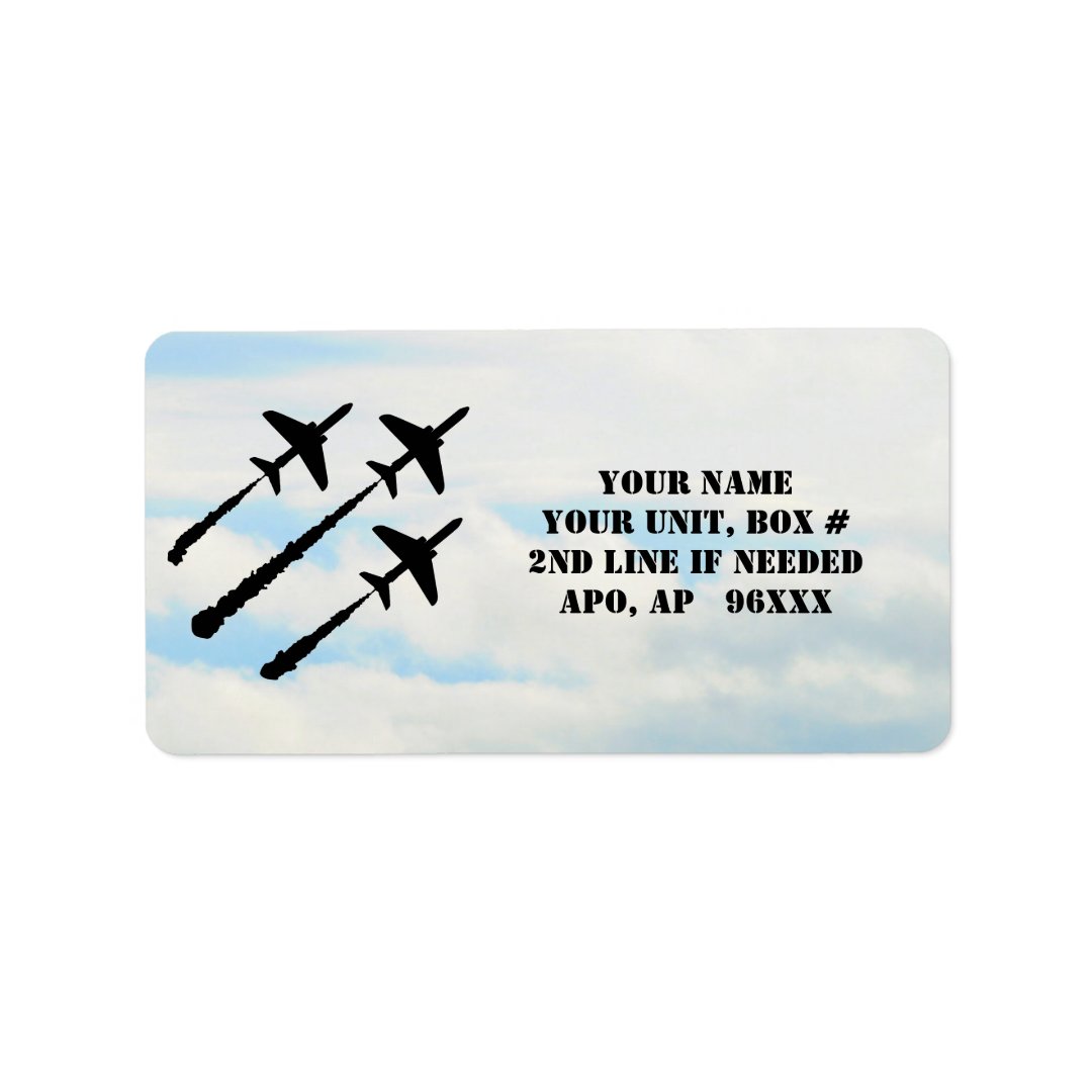 Military Jets USAF Blue Sky Label | Zazzle