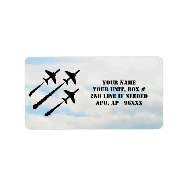 Military Jets USAF Blue Sky Label | Zazzle