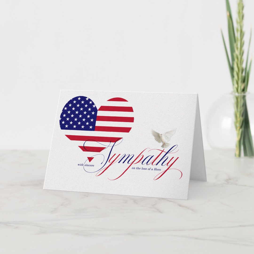 Military Loss of a Hero Dove and Flag Sympathy Card | Zazzle