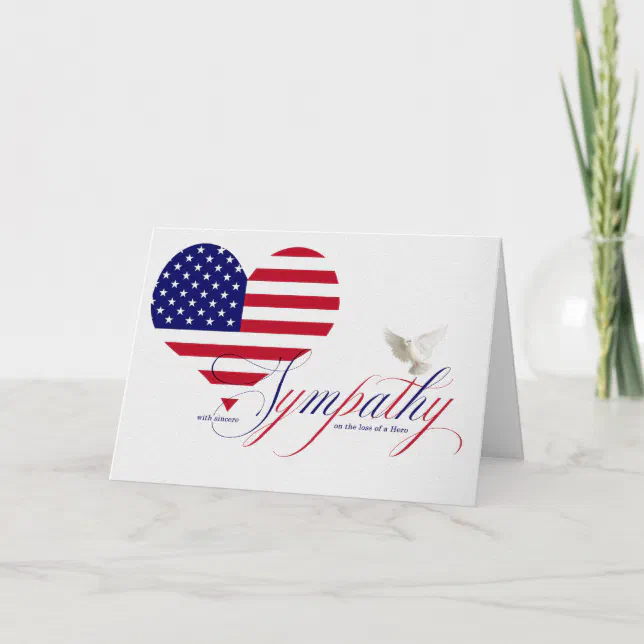 Military Loss of a Hero Dove and Flag Sympathy Card | Zazzle