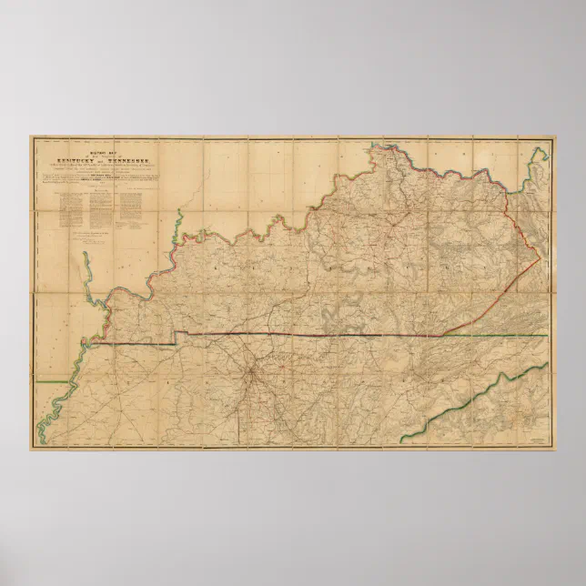Military Map of the States of Kentucky Poster | Zazzle