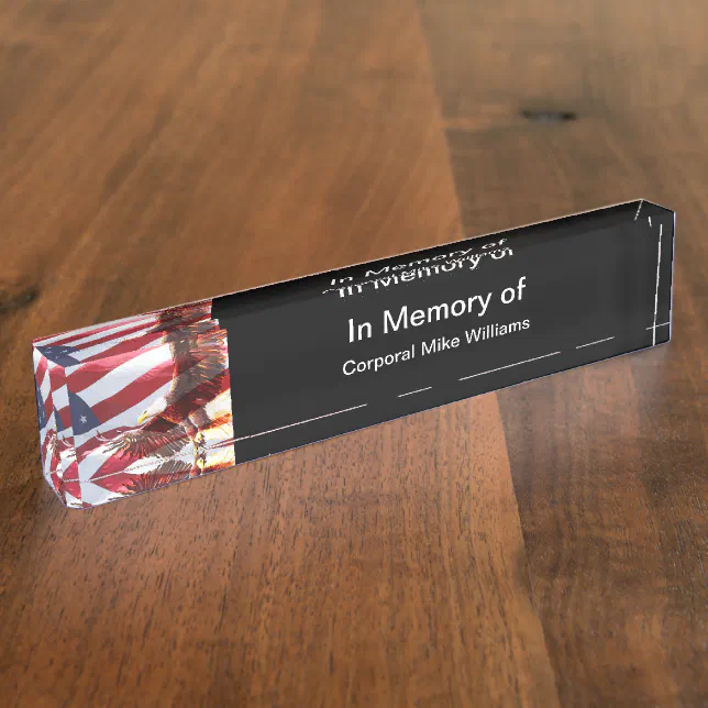 Military Memorial American Flag And Eagle Desk Name Plate | Zazzle