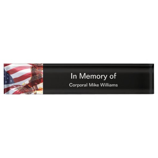 Military Memorial American Flag And Eagle Desk Name Plate | Zazzle