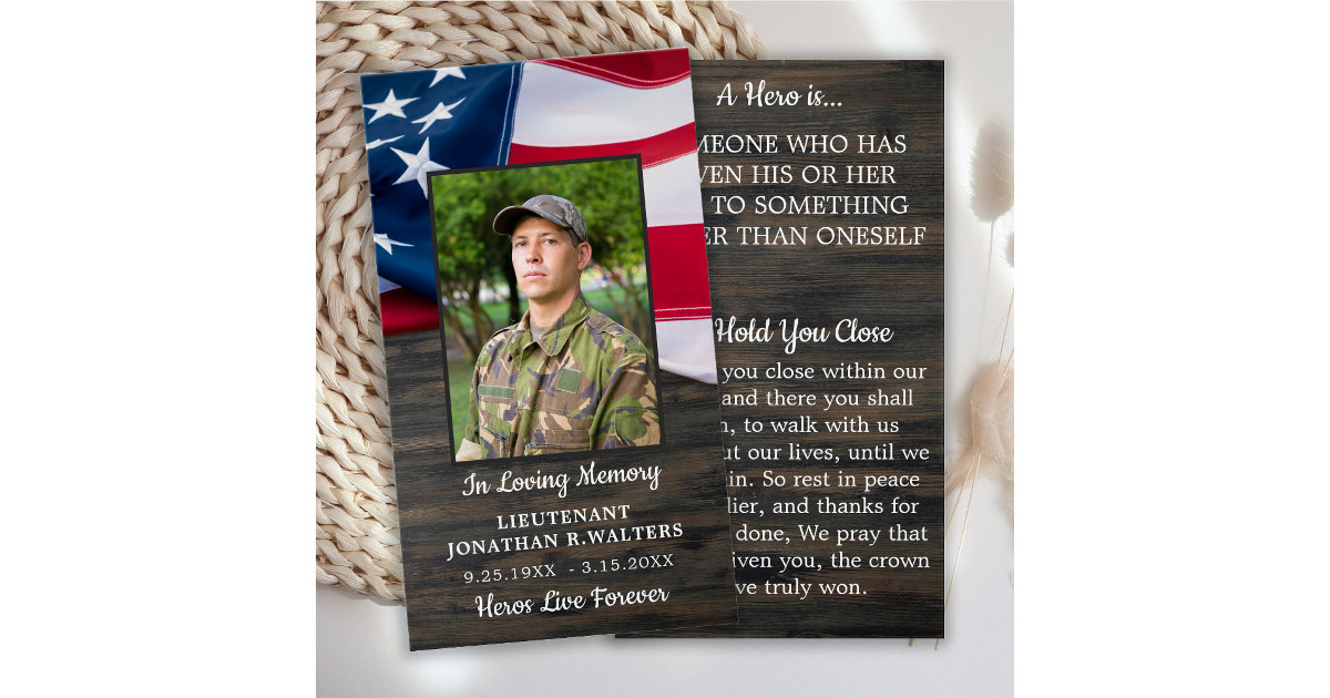 Military Memorial Fallen Soldier Prayer Card | Zazzle