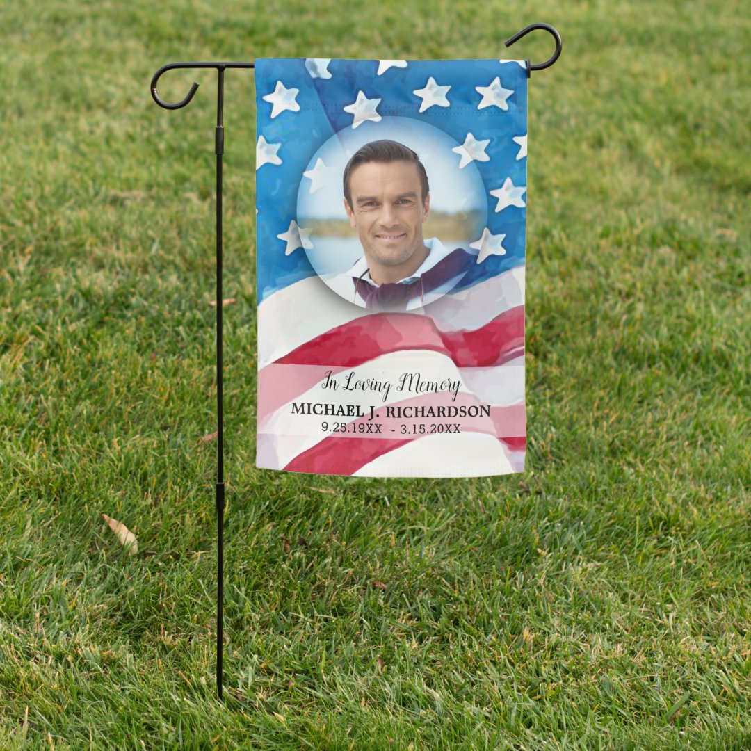 Military Memorial Veteran Patriotic Grave Cemetery Garden Flag | Zazzle