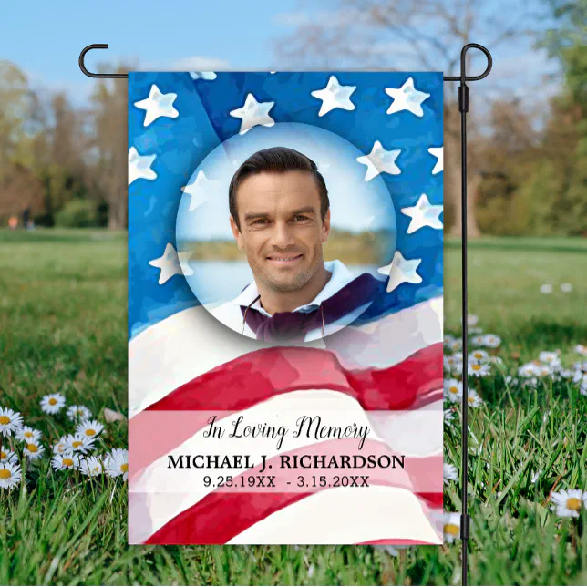 Military Memorial Veteran Patriotic Grave Cemetery Garden Flag | Zazzle
