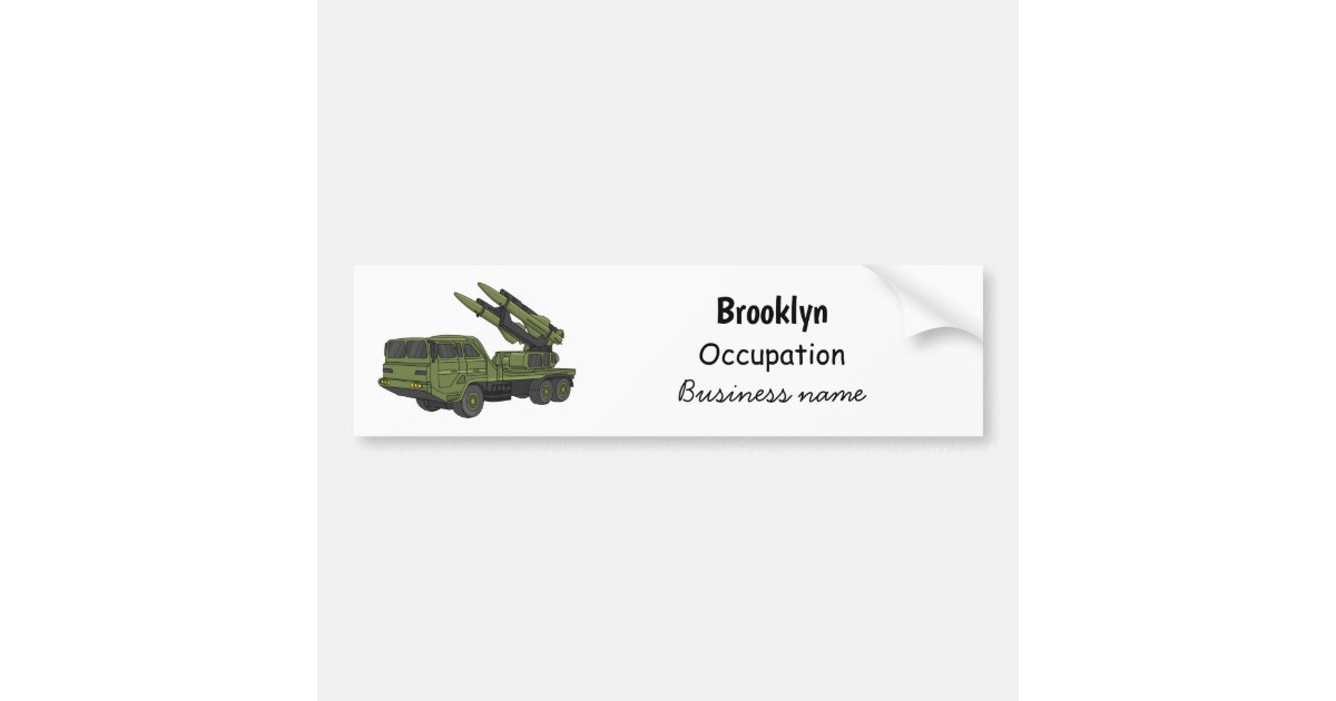 Military missile truck cartoon illustration bumper sticker | Zazzle