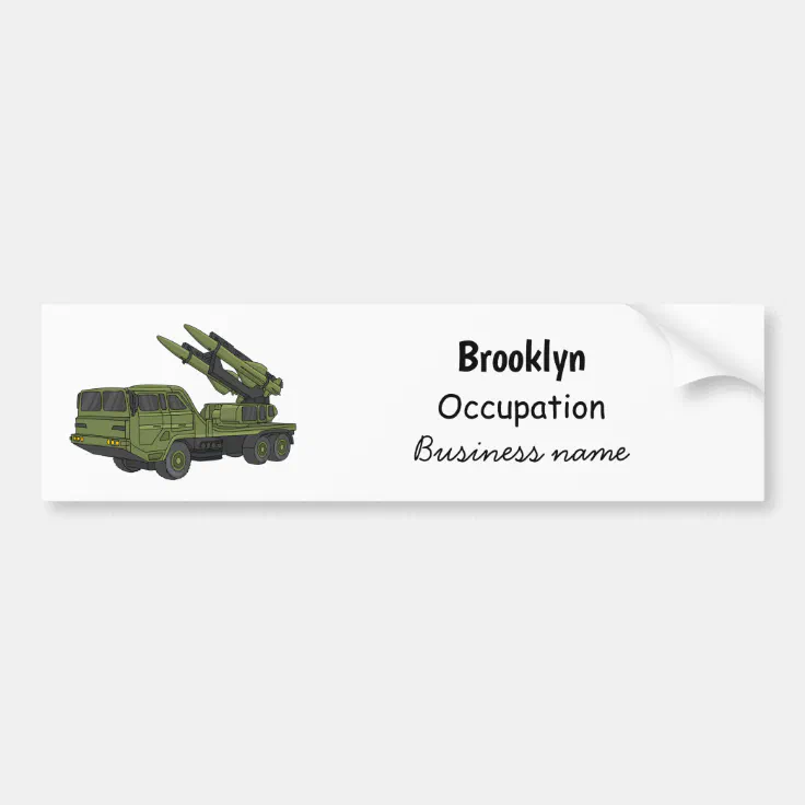 Military missile truck cartoon illustration bumper sticker | Zazzle
