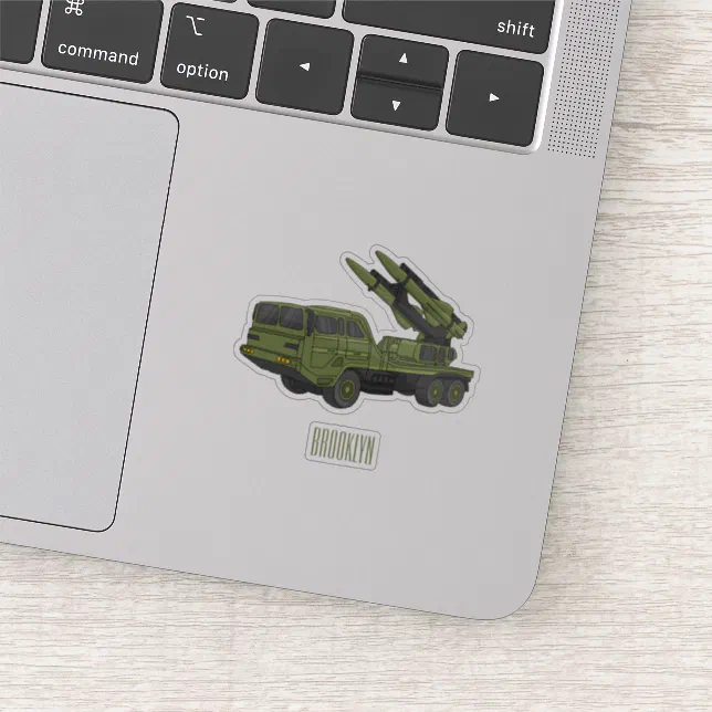 Military missile truck cartoon illustration sticker | Zazzle