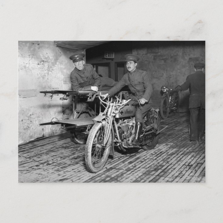 Military Motorcycle EMT, 1910s Postcard | Zazzle