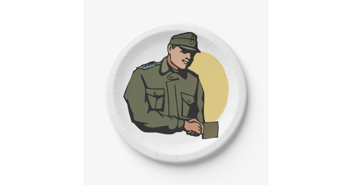 Military Officer Retro Army Soldier Paper Plates | Zazzle