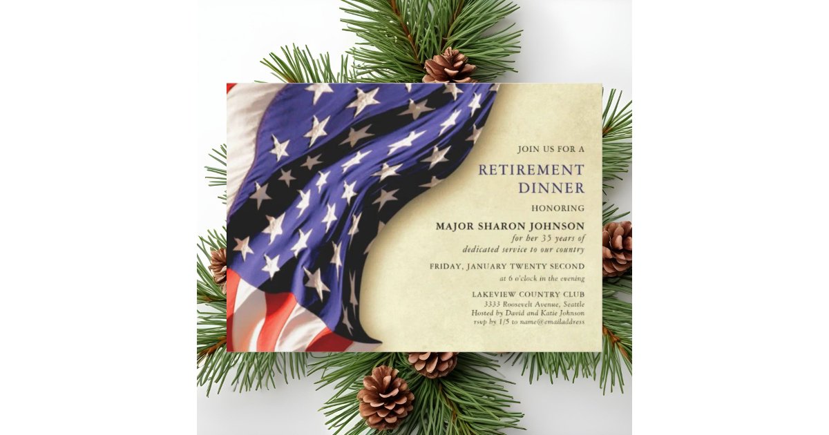 Military Patriotic Red White and Blue Retirement Invitation | Zazzle
