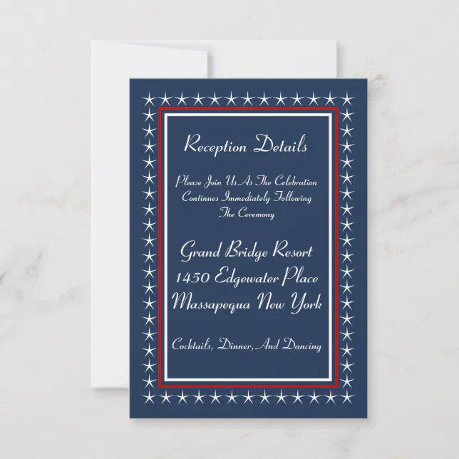 Military Patriotic Wedding Reception Cards | Zazzle