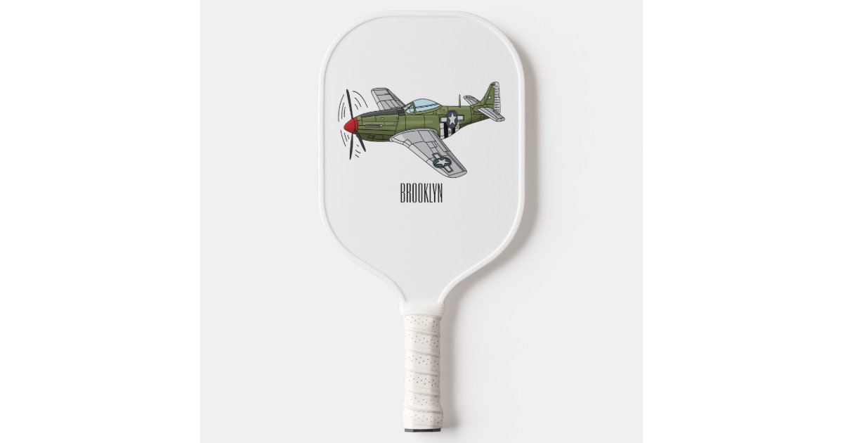Military plane cartoon illustration pickleball paddle | Zazzle