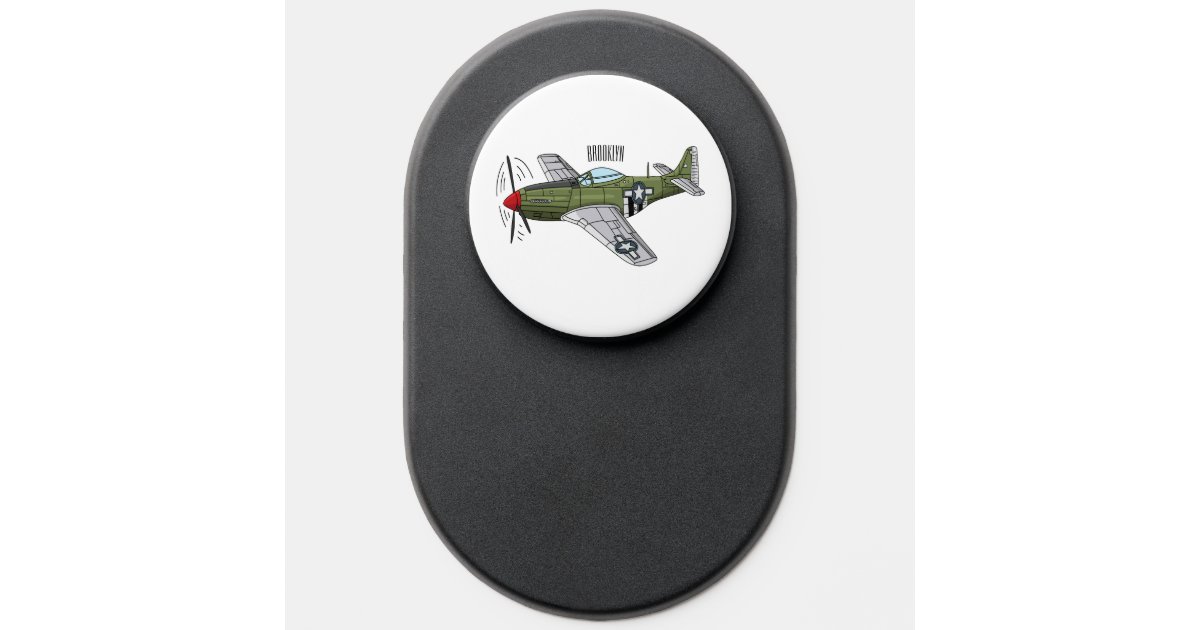 Military plane cartoon illustration PopSocket | Zazzle